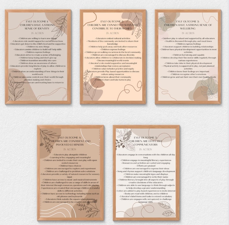 EYLF Learning Outcomes Posters: Neutral Boho Classroom Decor (digital ...