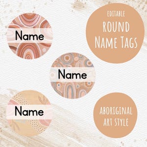 Australian Aboriginal Name Tags Round Digital Download Printables - Etsy