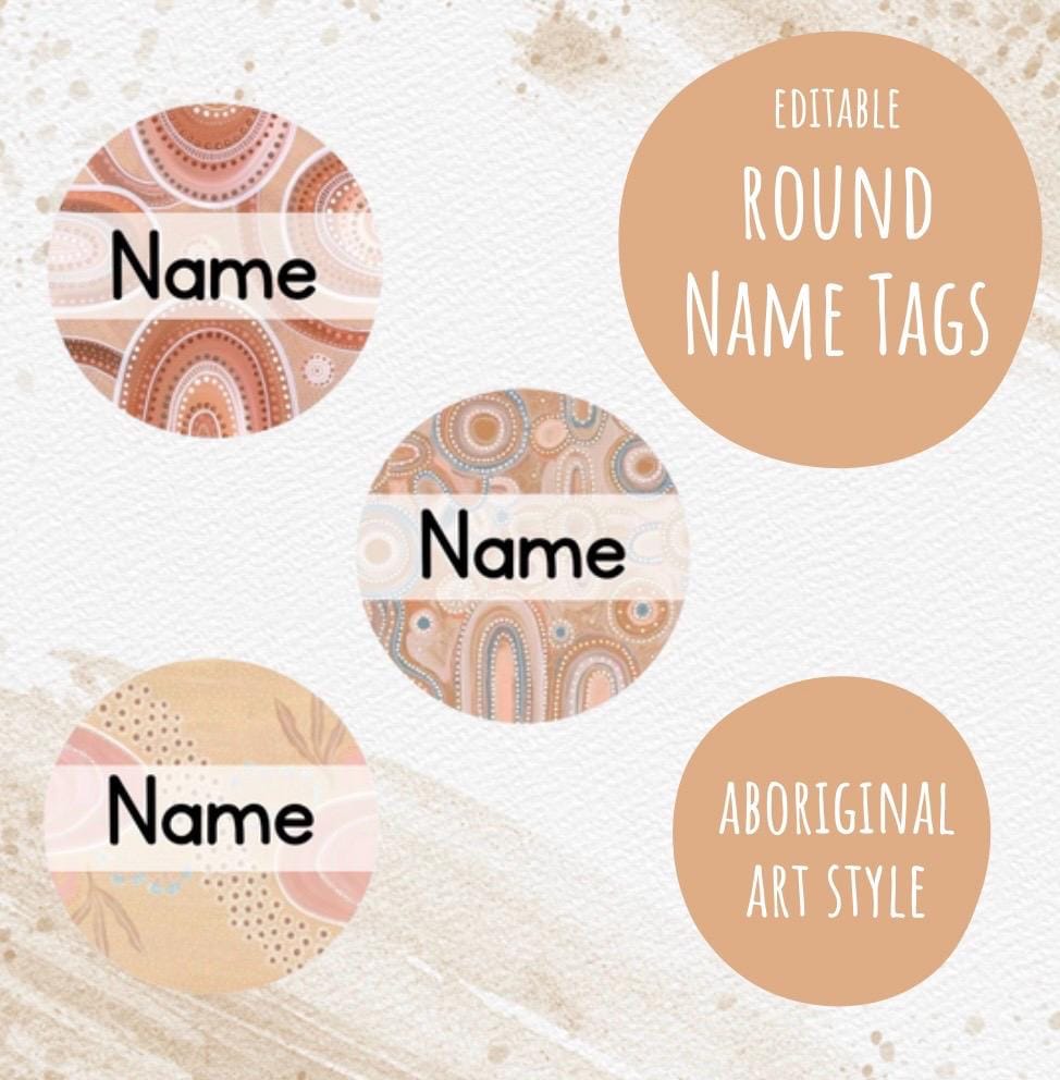 Australian Aboriginal Name Tags | Round | Digital Download | Printables ...