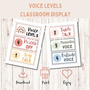 Voice Level Classroom Display | Boho Rainbow Noise Chart | Behavior ...