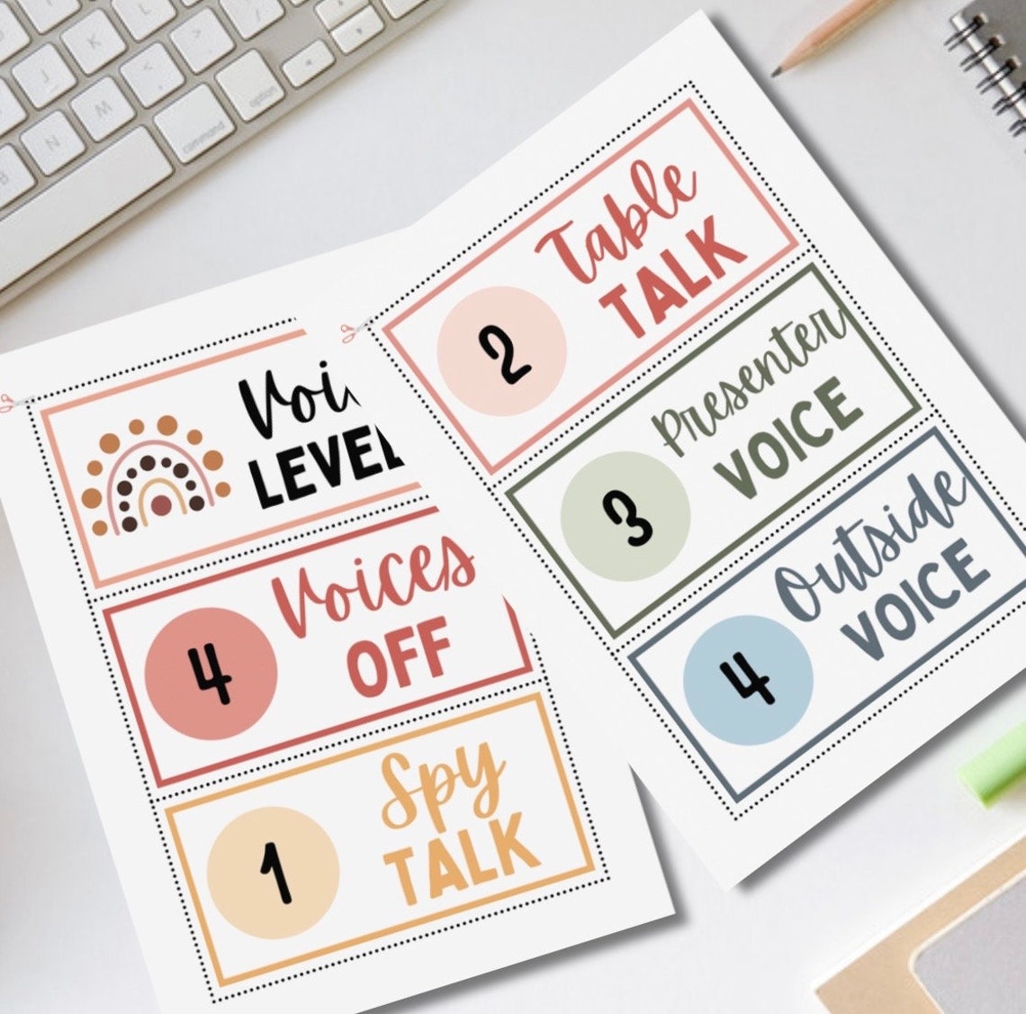 Voice Level Classroom Display | Boho Rainbow Noise Chart | Behavior ...