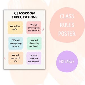 Classroom Rules Poster: Pastel Rainbow Polka Dot Decor (editable) - Etsy