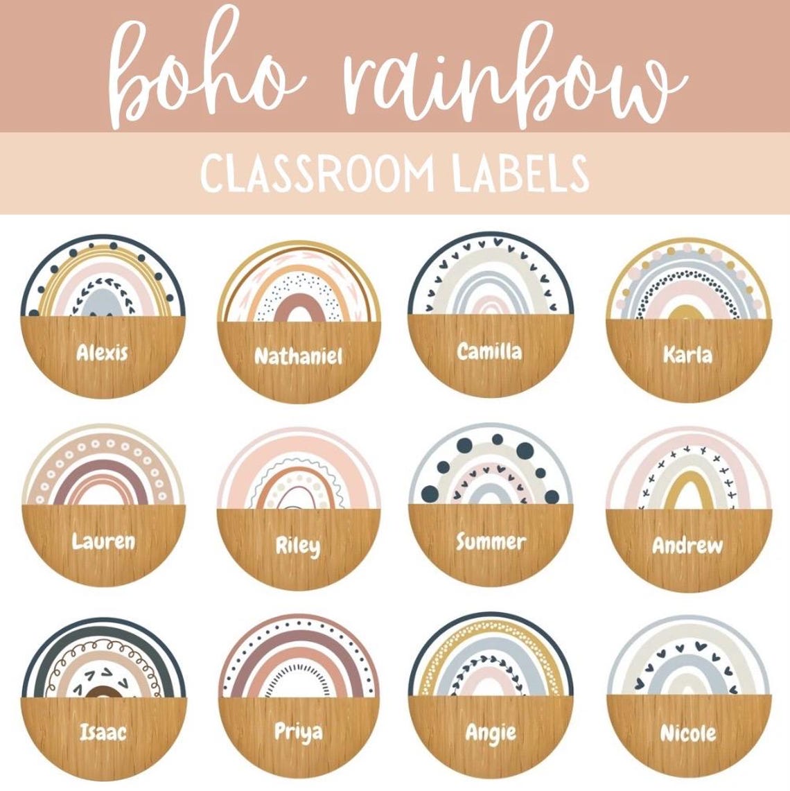 Circular Classroom Labels | Student Name Tags | Editable Name Tags ...