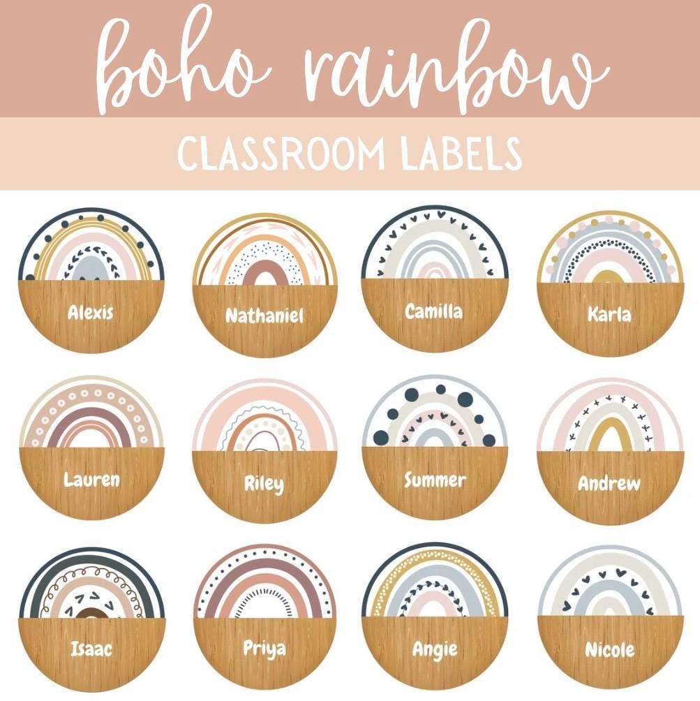 Circular Classroom Labels | Student Name Tags | Editable Name Tags ...