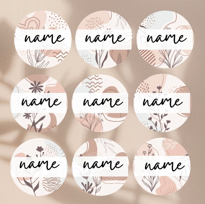 Modern Boho Name Tags | Round | Editable - Etsy