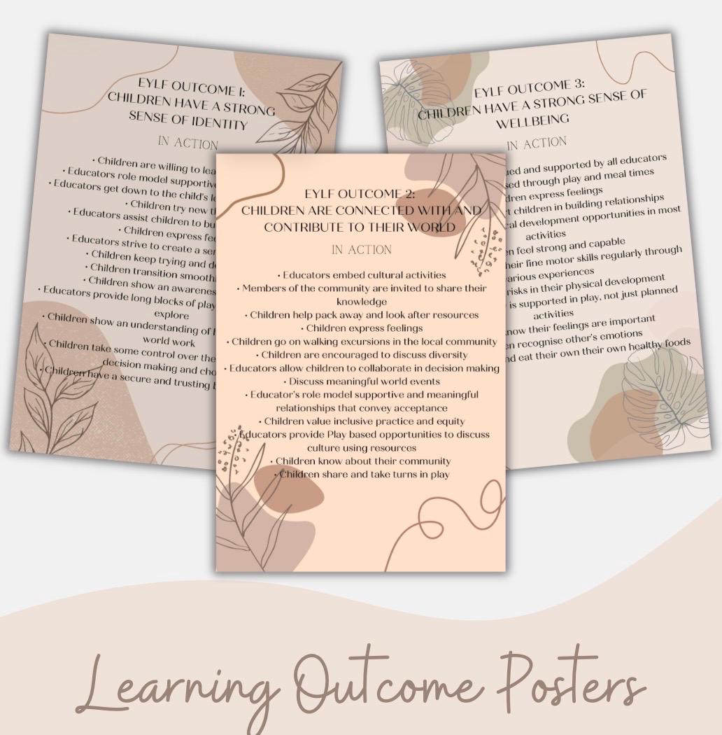 EYLF Learning Outcomes Posters: Neutral Boho Classroom Decor (digital ...