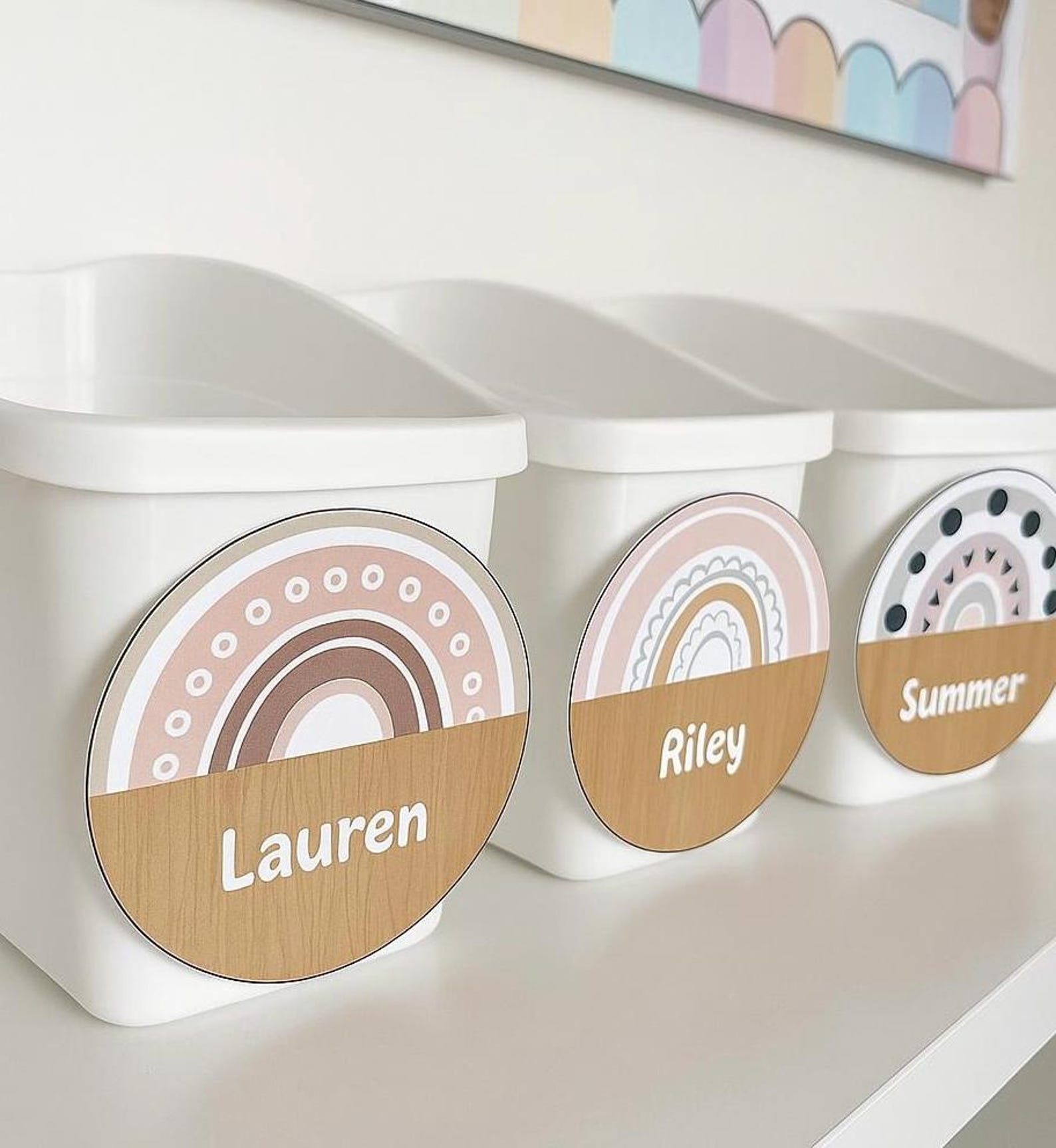 Editable Student Name Tags | Round Classroom Labels | Boho Rainbow Name ...