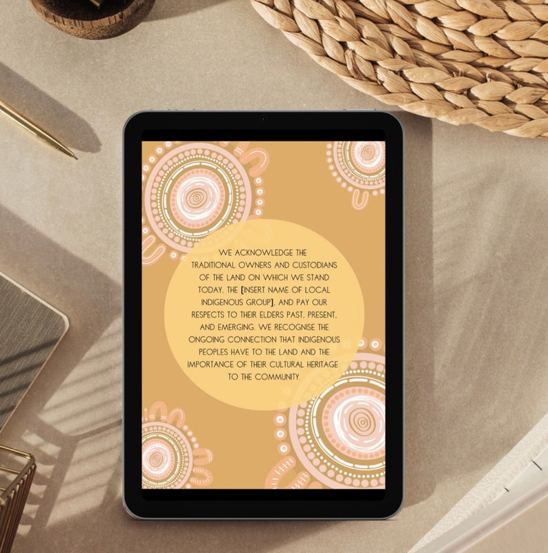 Acknowledgement of Country Sign Aboriginal Art Digital File Neutral ...