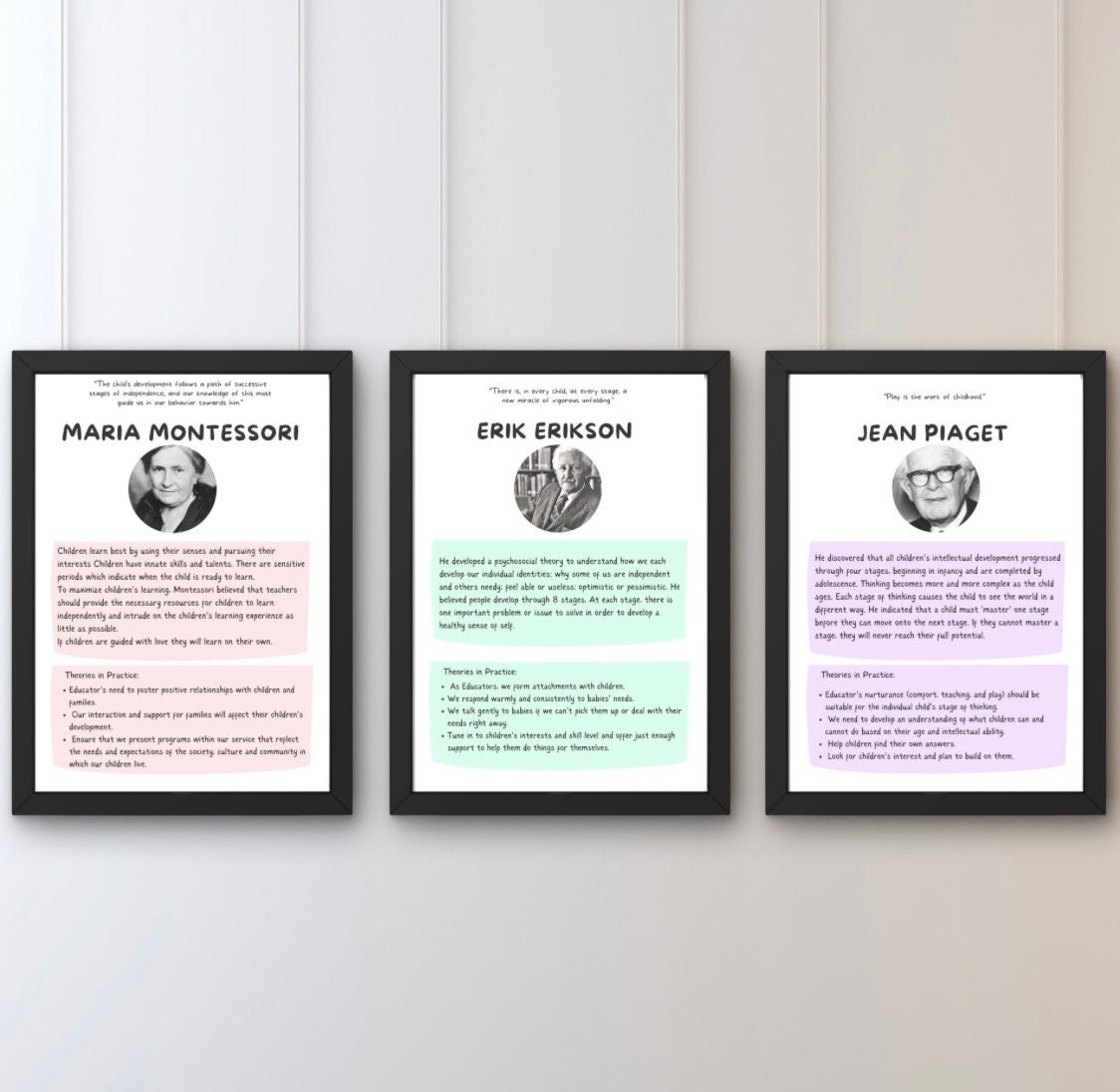 Theorist Posters Set of 9 Education Child Development Psychology - Etsy