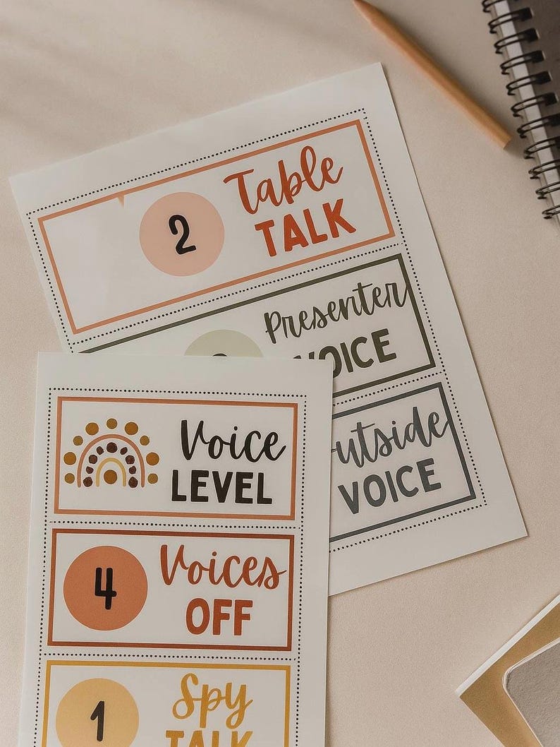 Boho Rainbow Voice Levels Classroom Display (digital Download) - Etsy