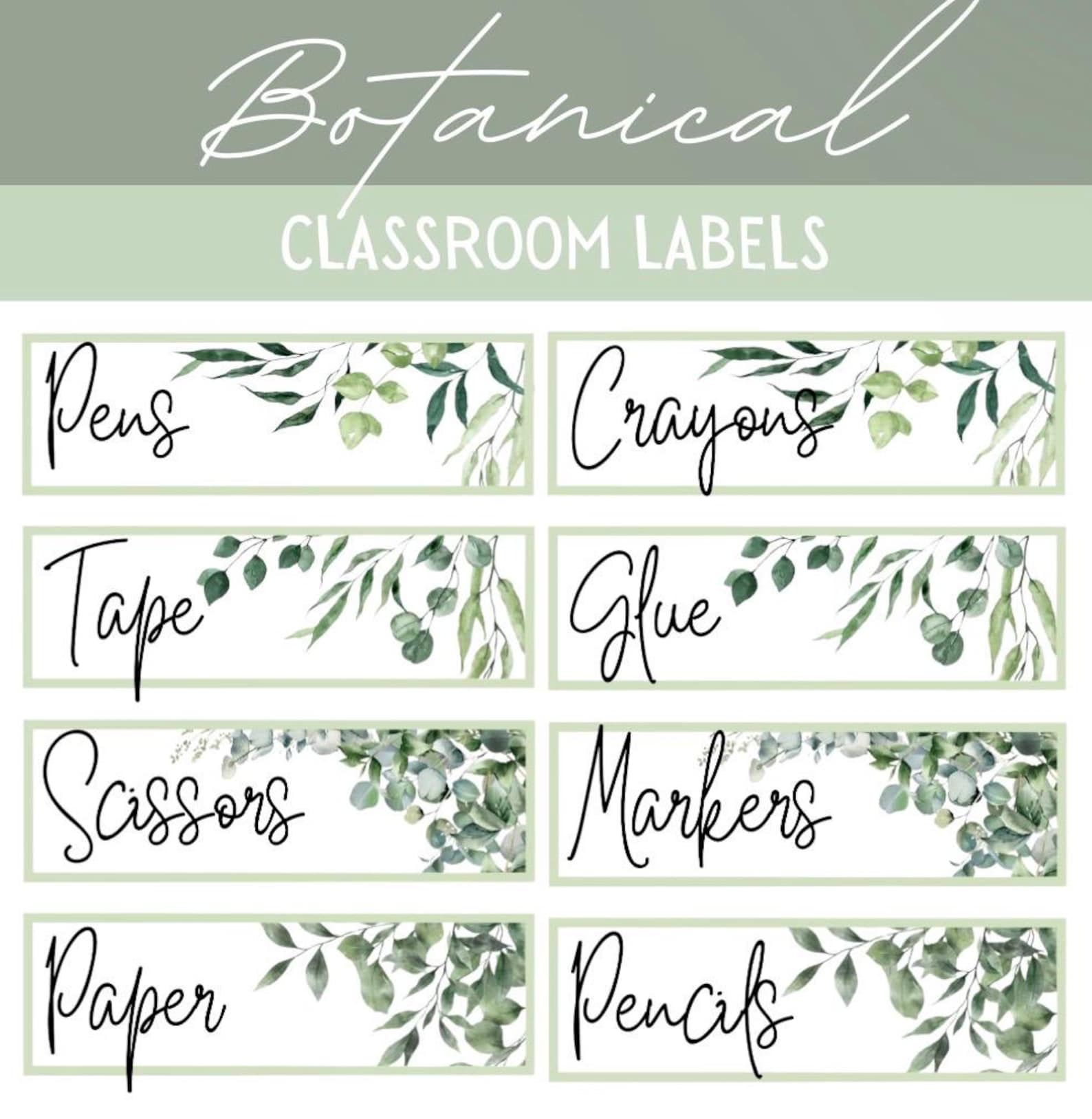 BOTANICAL Classroom Labels | Editable | Modern Natural Classroom Decor ...