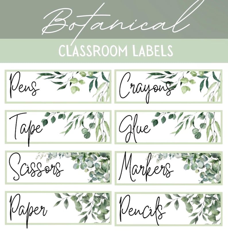 Classroom Organisation Labels | Editable Botanical Teacher Labels ...