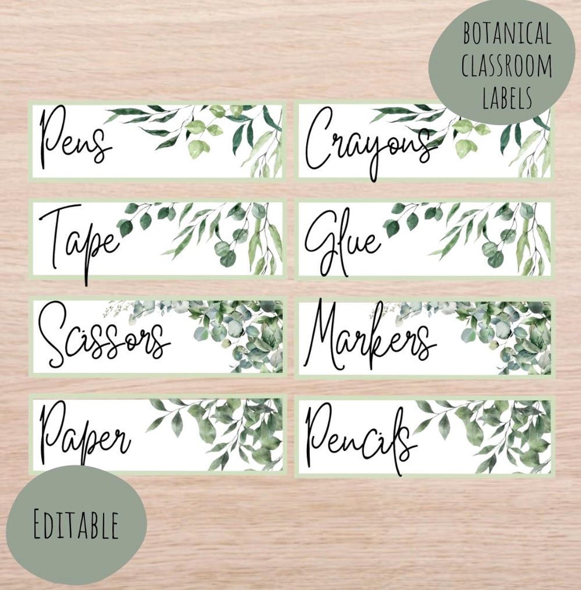 BOTANICAL Classroom Labels | Editable | Modern Natural Classroom Decor ...