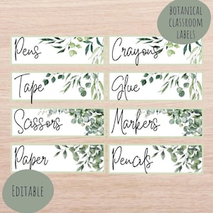 BOTANICAL Classroom Labels | Editable | Modern Natural Classroom Decor ...