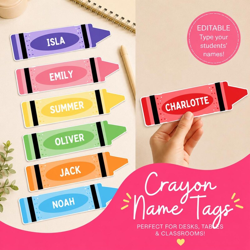 Crayon Name Tags - Etsy