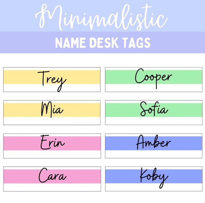 Rainbow Classroom Name Tags: Minimalist Printable (digital Download) - Etsy