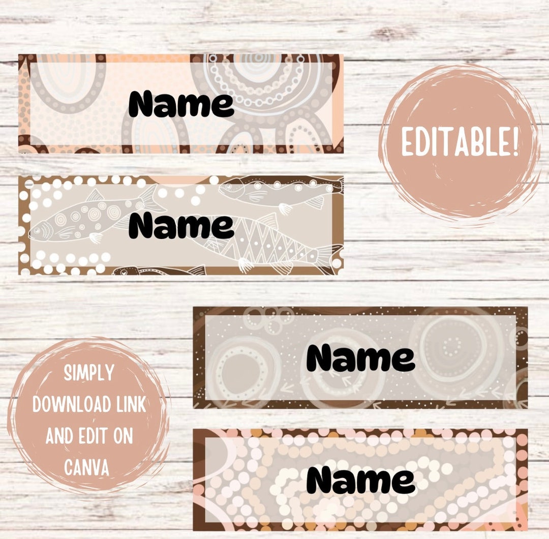 Australian Aboriginal Name Tags Digital Download Printables Traditional ...
