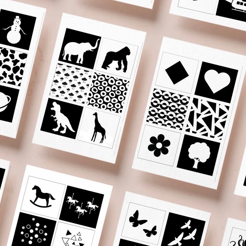 54 Printable Sensory Flashcards | High-contrast | Newborn Cards ...