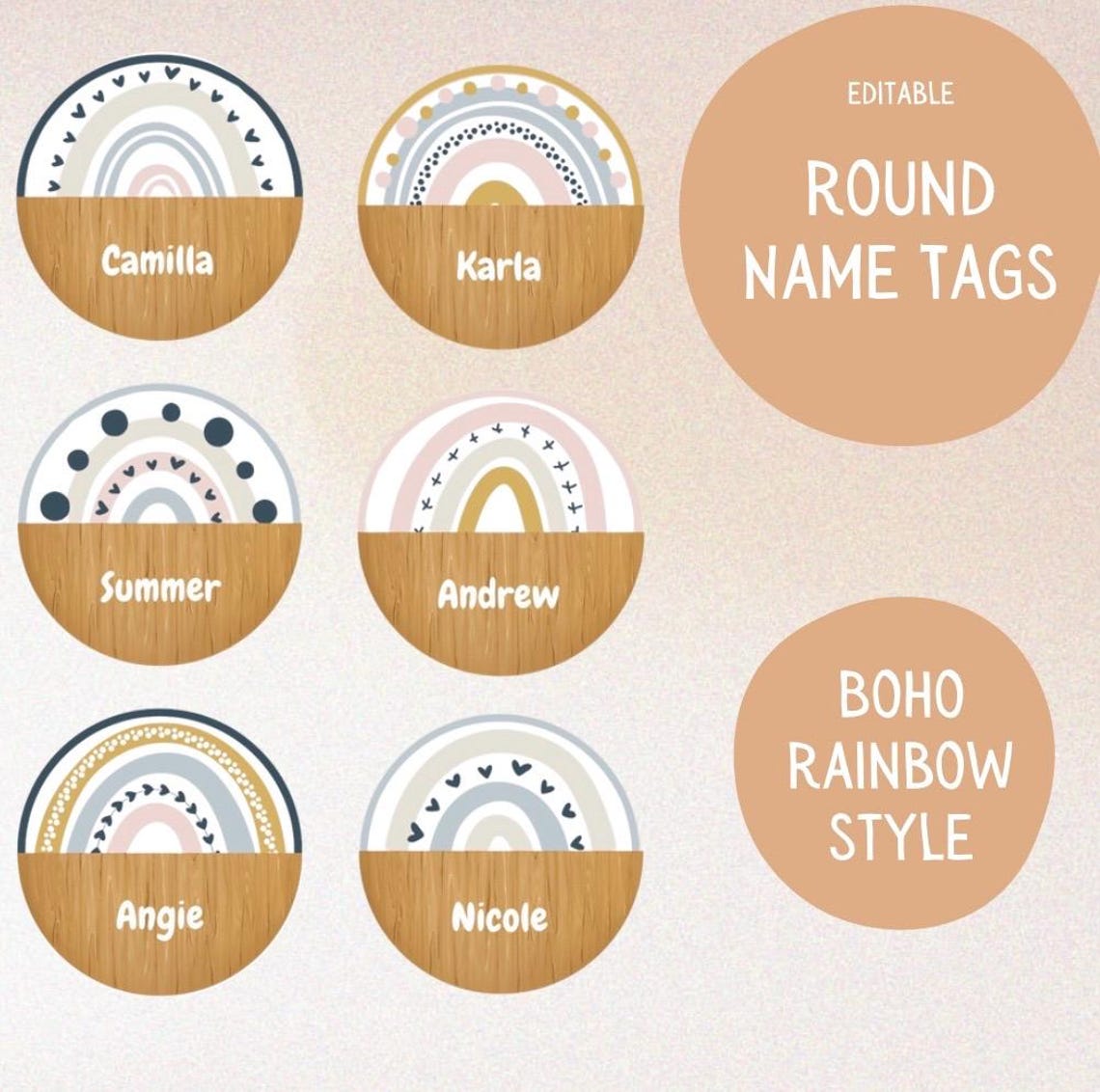 Circular Classroom Labels | Student Name Tags | Editable Name Tags ...