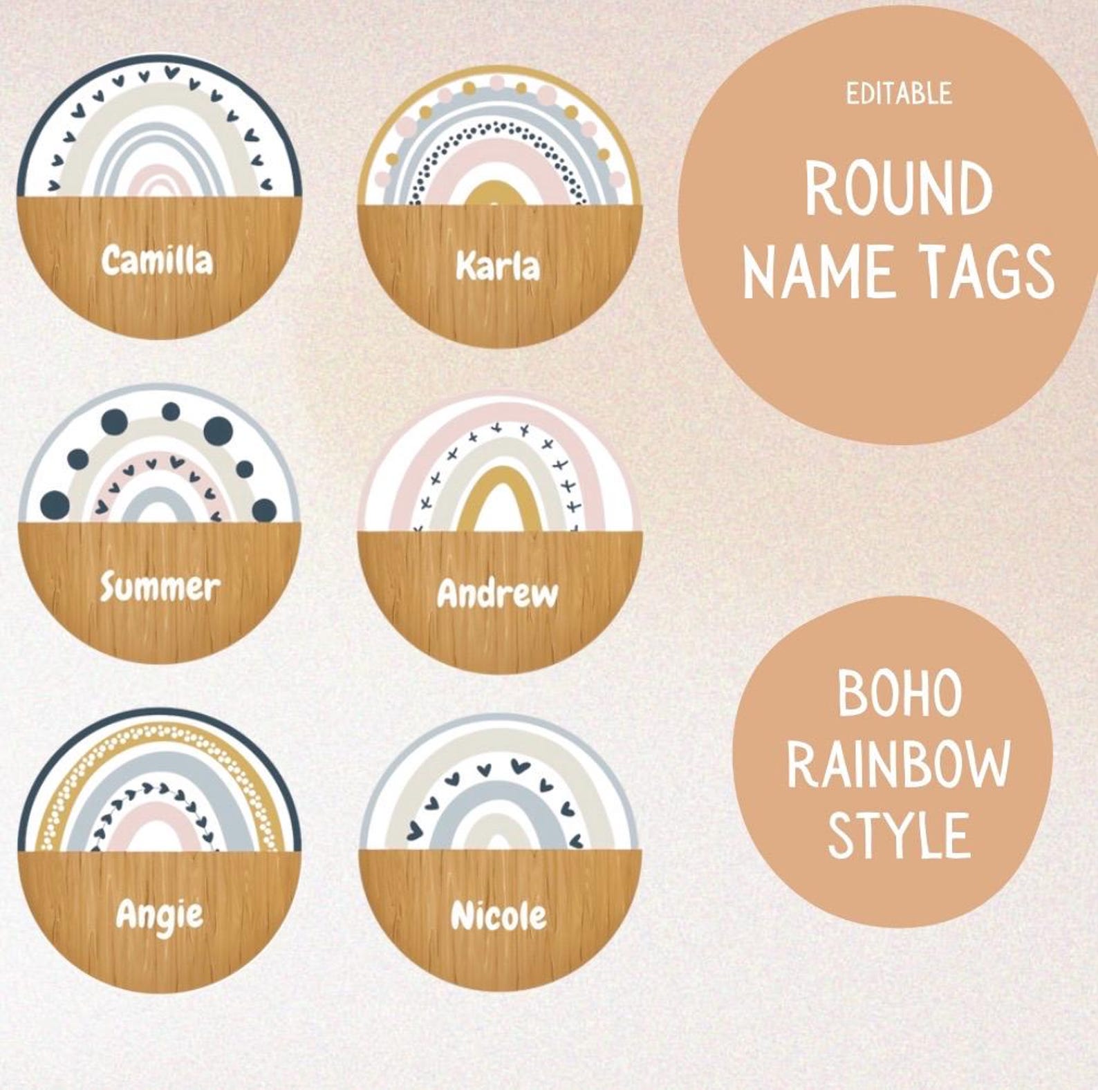 Circular Classroom Labels | Student Name Tags | Editable Name Tags ...