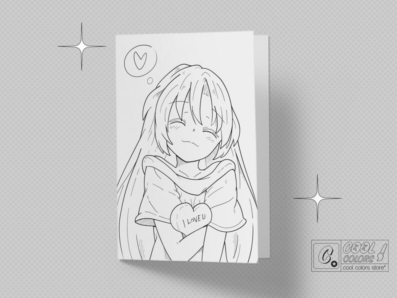 Loving Cute Anime Girl Printable Valentine's Day Card • Digital ...