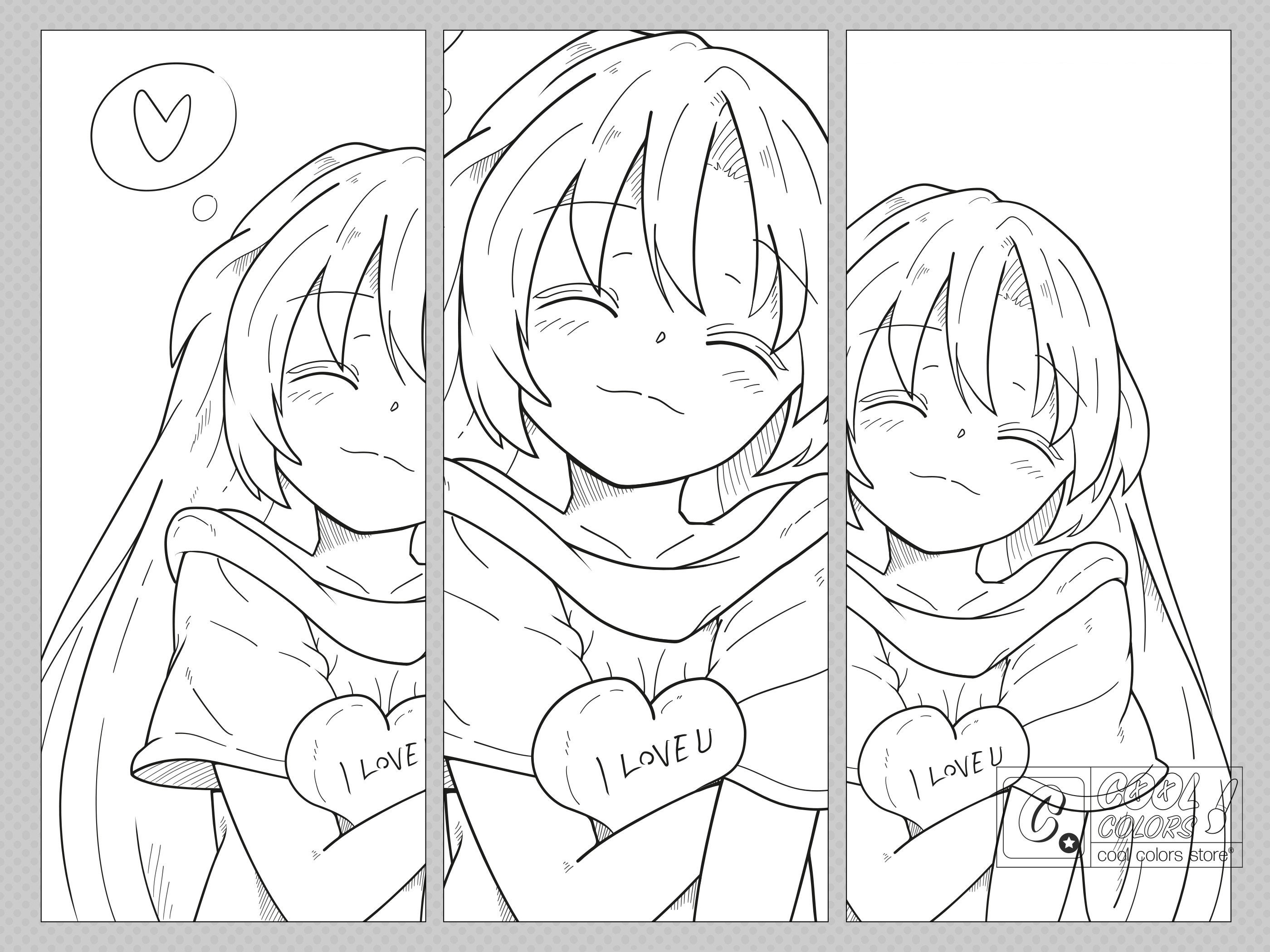 Loving Cute Anime Girl Printable Valentine's Day Card • Digital ...