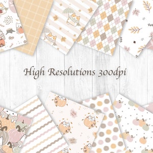 Pastel Autumn Cute Cats Digital Papers - Etsy