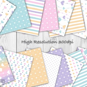 Pastel Love Digital Papers Set, 16 Digital Papers Pastel Valentine ...
