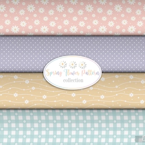 16 Cute Spring Flower Digital Papers. Daisy Floral Seamless Pattern Set ...