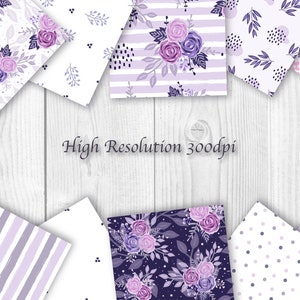 Digital Paper Pack Purple Pink Flower - Etsy