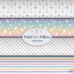 Pastel Love Digital Papers Set, 16 Digital Papers Pastel Valentine ...