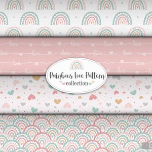 Pastel Rainbows Love Digital Papers Set, 16 Papers Pastel Valentine ...