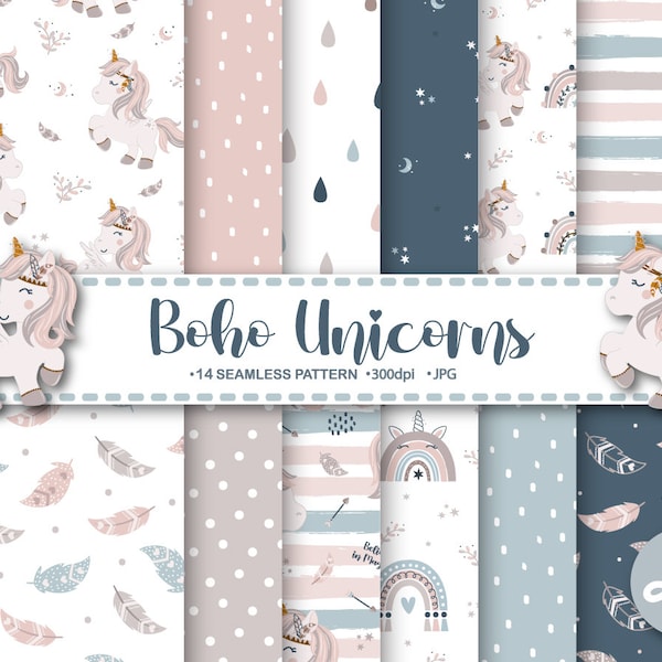 Unicorn Digital Paper - Etsy