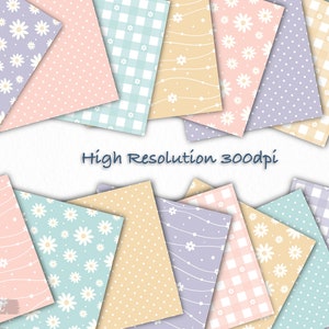 16 Cute Spring Flower Digital Papers. Daisy Floral Seamless Pattern Set ...