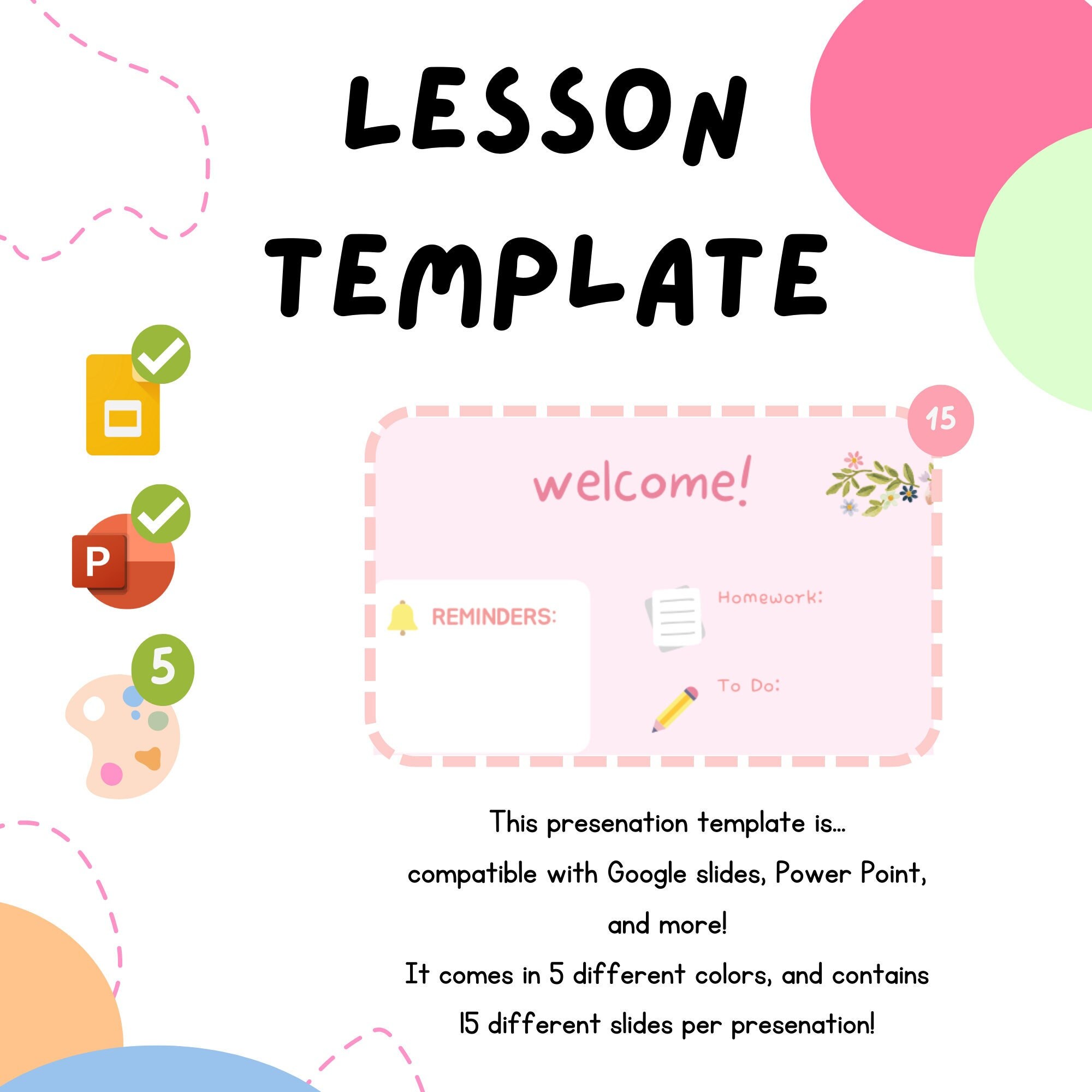 Pastel Lesson Template for Teaching on Google Slides / Power Point - Etsy