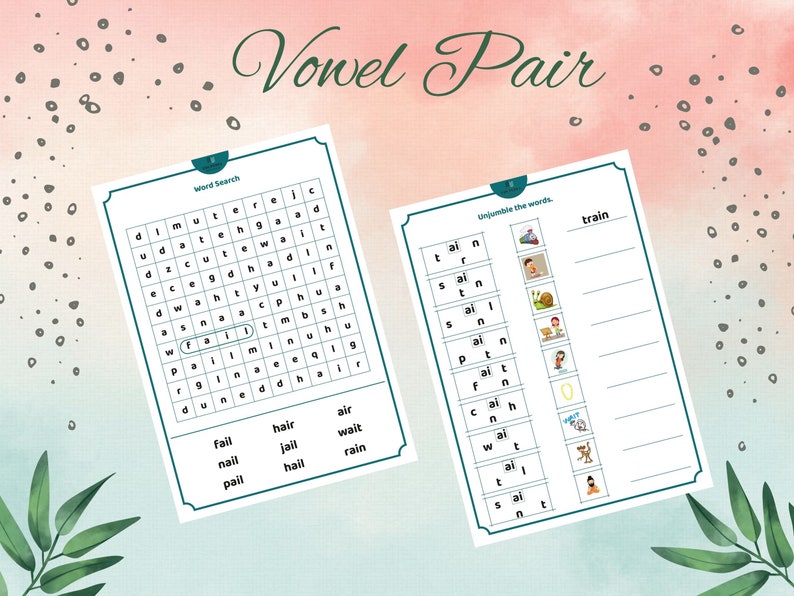 Phonics Vowel Pair ai & Ay 39 Worksheets - Etsy
