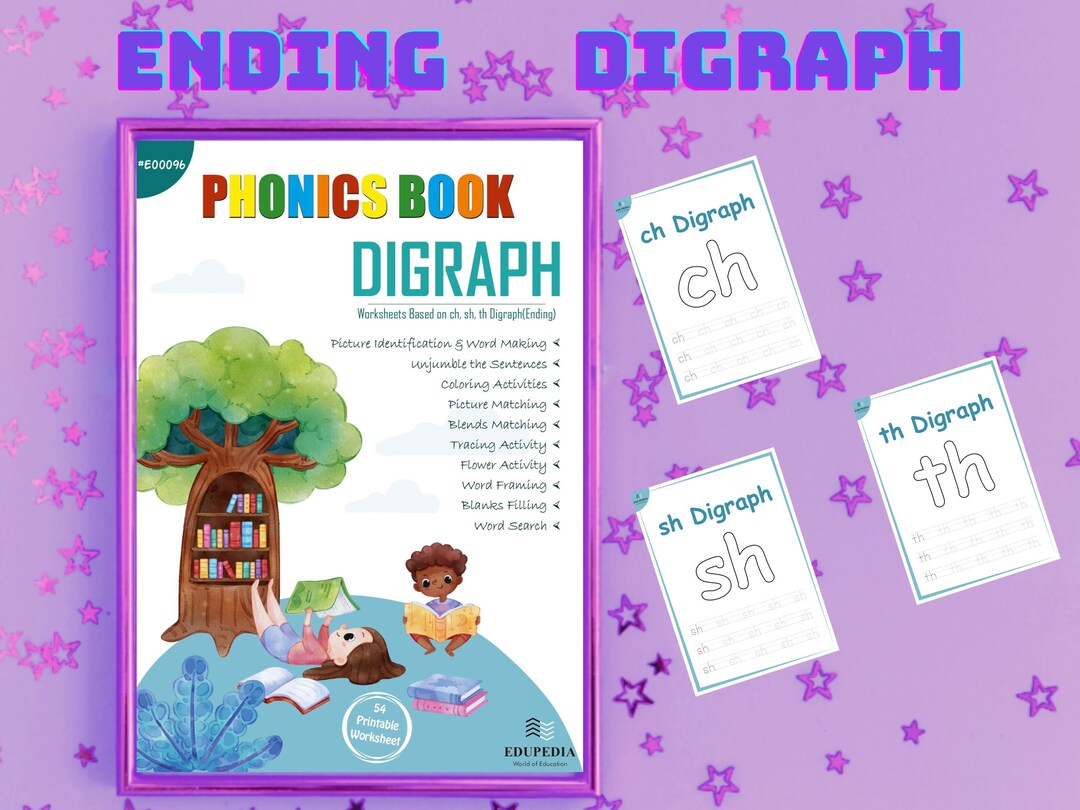 Phonics Digraph ending Family ch, Sh, & Th 54 Worksheets - Etsy