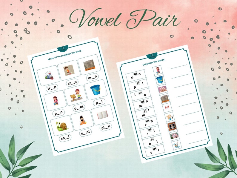 Phonics Vowel Pair ai & Ay 39 Worksheets - Etsy