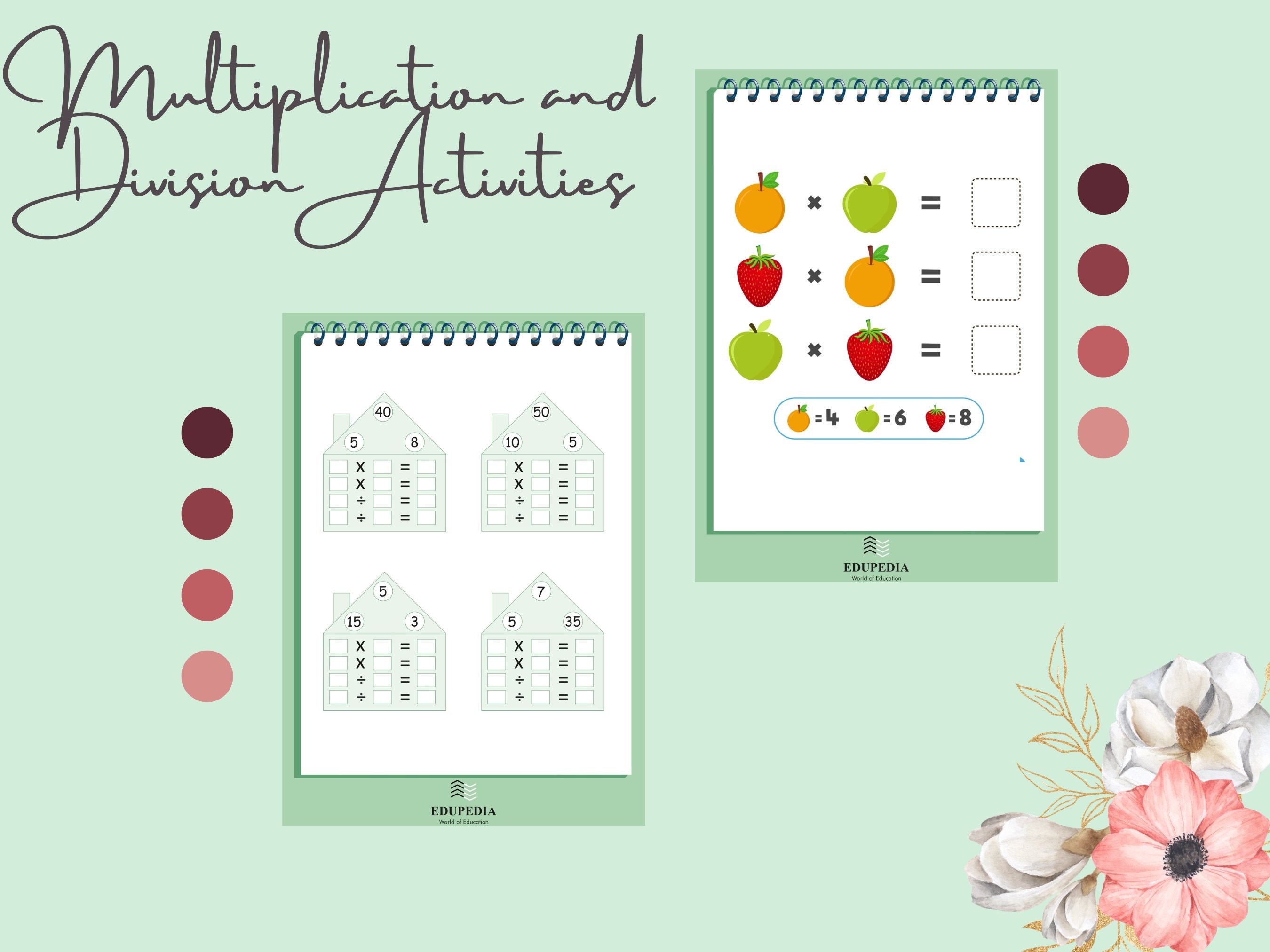 Multiplication & Division Activity Book 60 Worksheets - Etsy