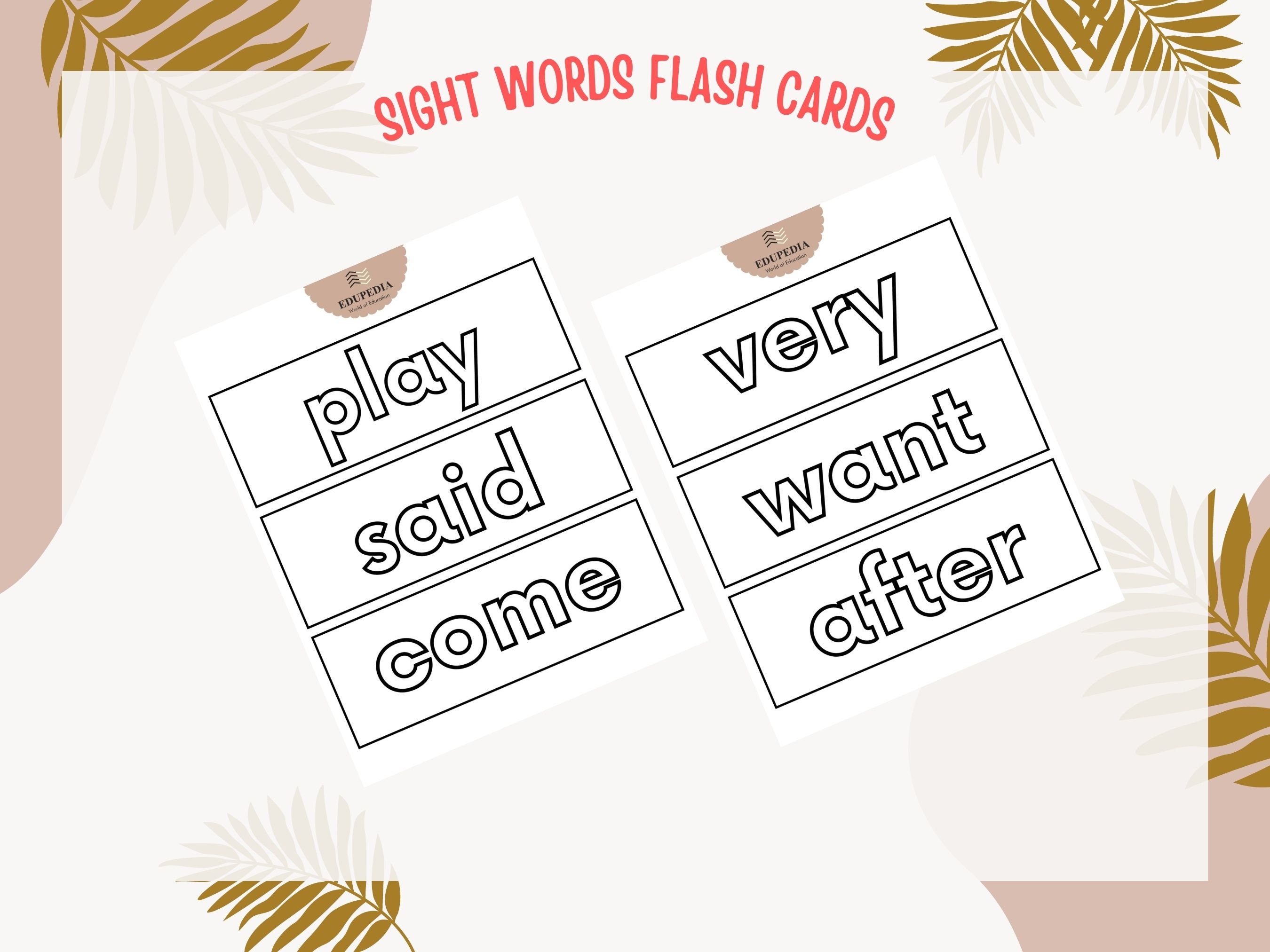 Sight Word Flash Cards Coloring 100 - Etsy