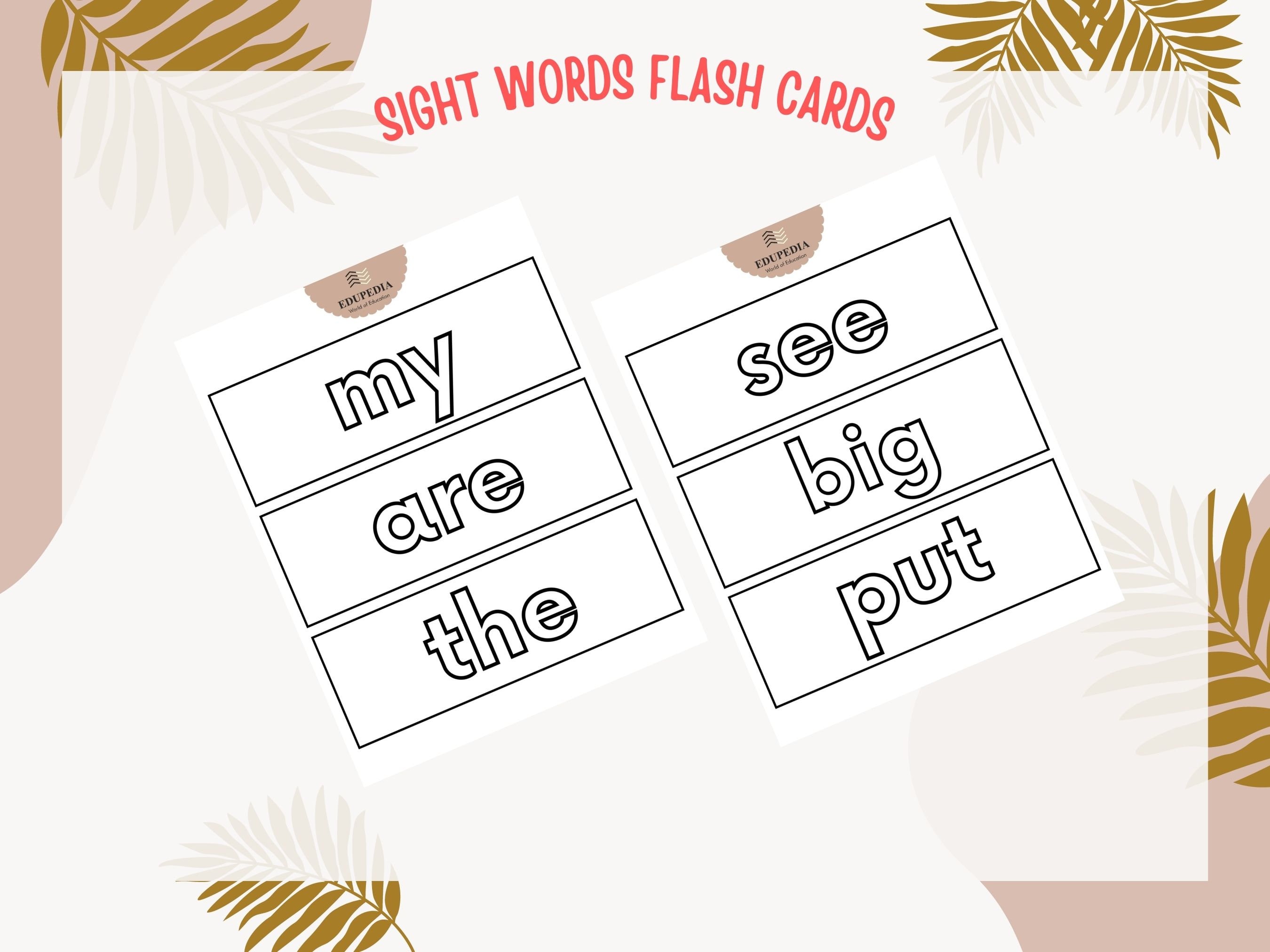 Sight Word Flash Cards Coloring 100 - Etsy