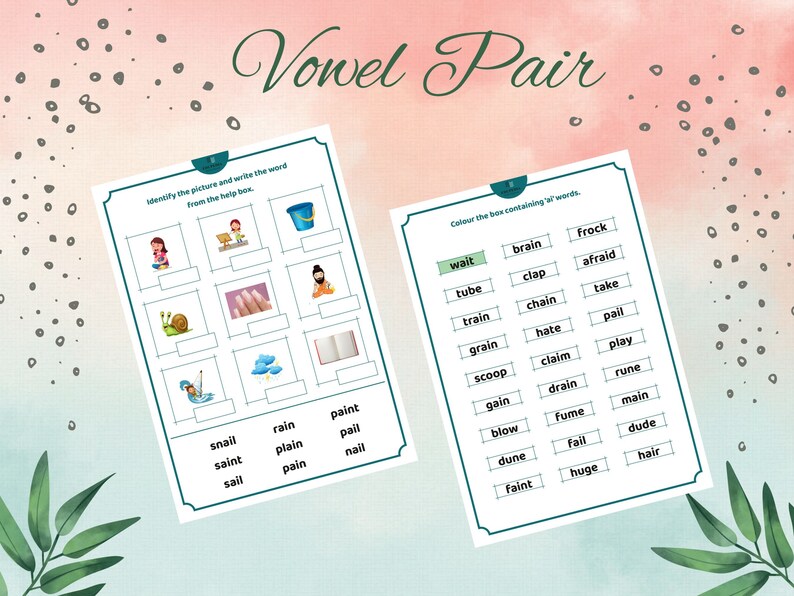 Phonics Vowel Pair ai & Ay 39 Worksheets - Etsy
