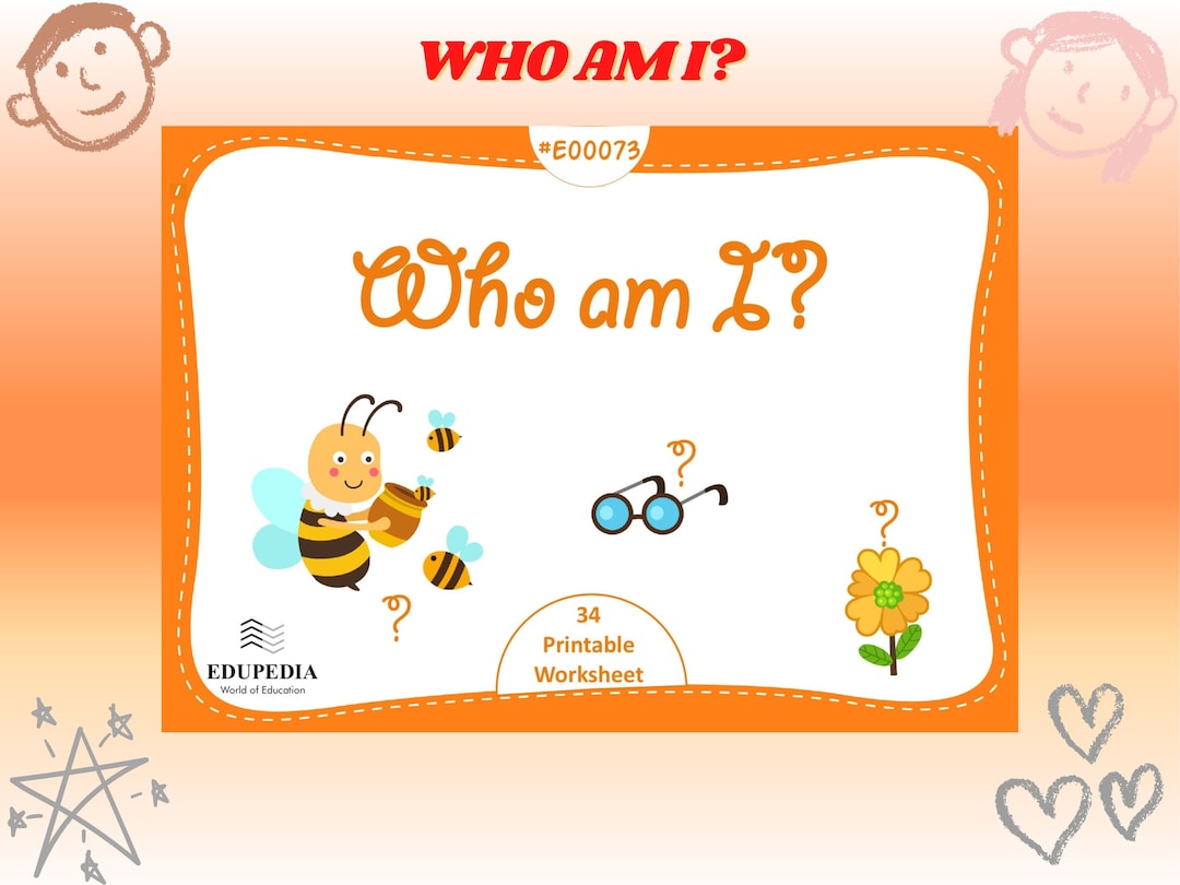 Who Am I 34 Worksheets - Etsy