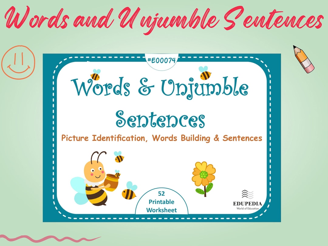 Words & Unjumble Sentences 52 Worksheets - Etsy