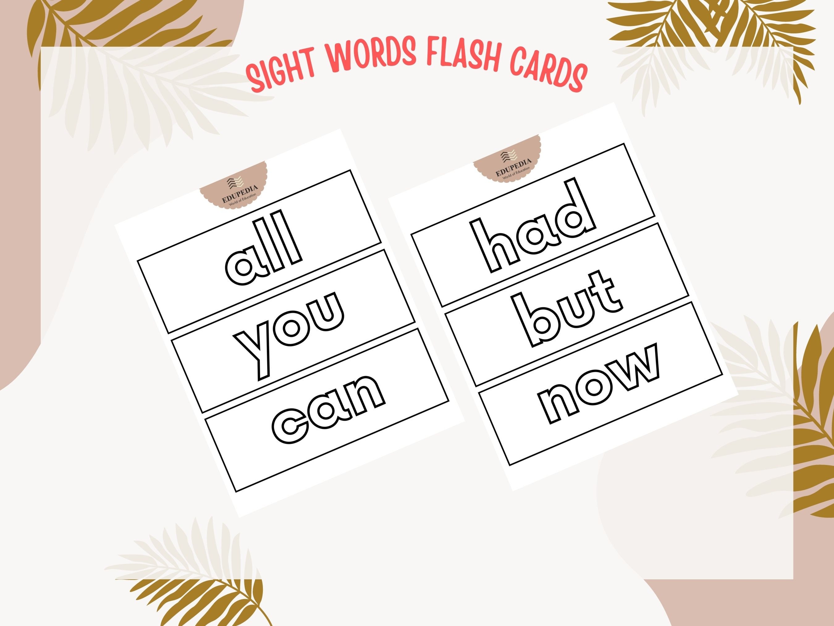 Sight Word Flash Cards Coloring 100 - Etsy