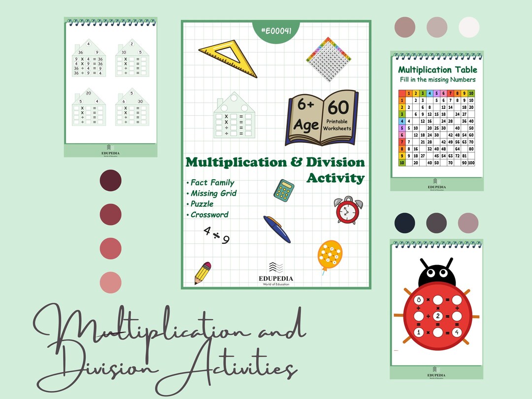 Multiplication & Division Activity Book 60 Worksheets - Etsy