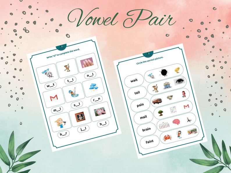 Phonics Vowel Pair ai & Ay 39 Worksheets - Etsy