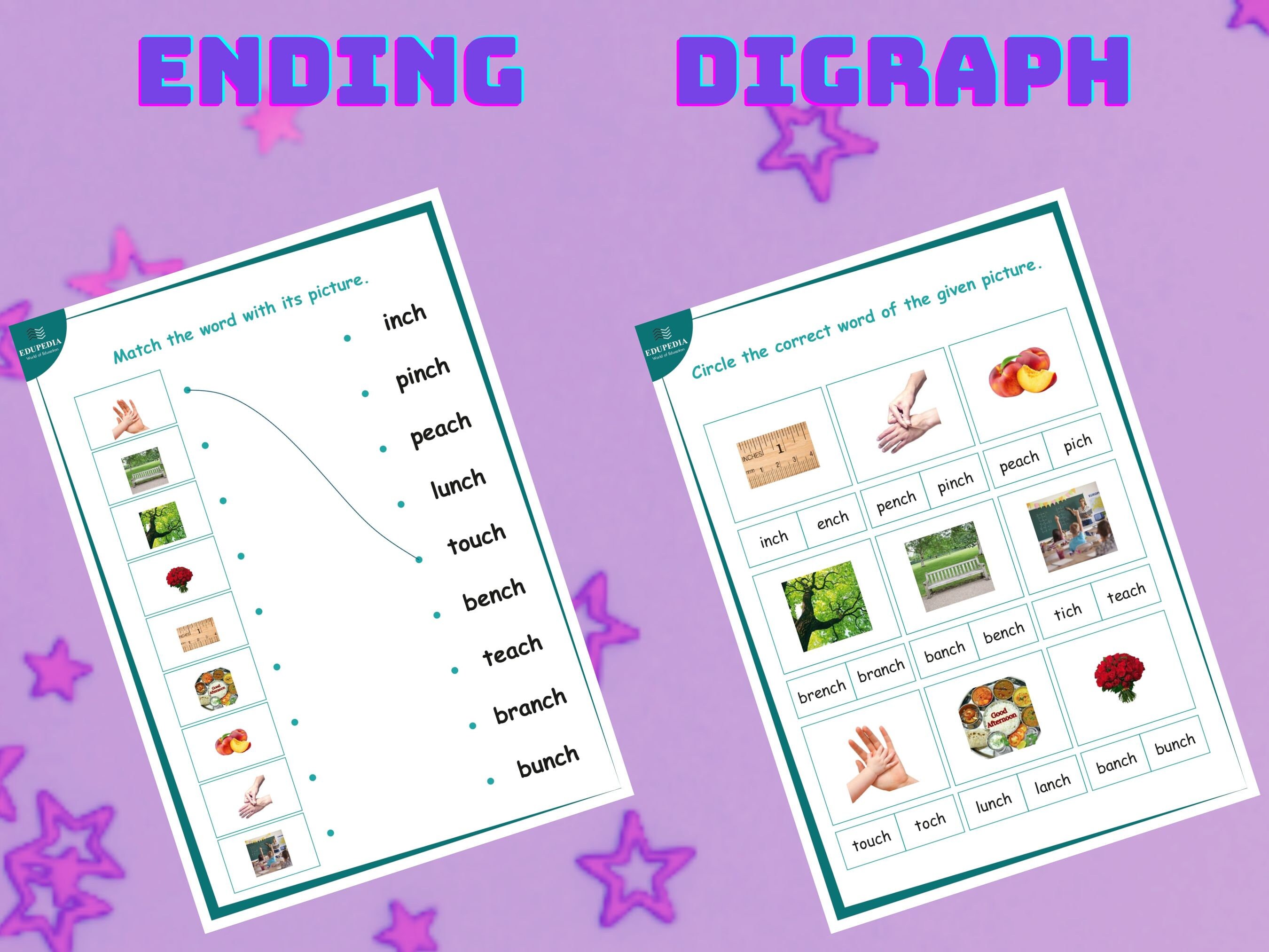 Phonics Digraph ending Family ch, Sh, & Th 54 Worksheets - Etsy