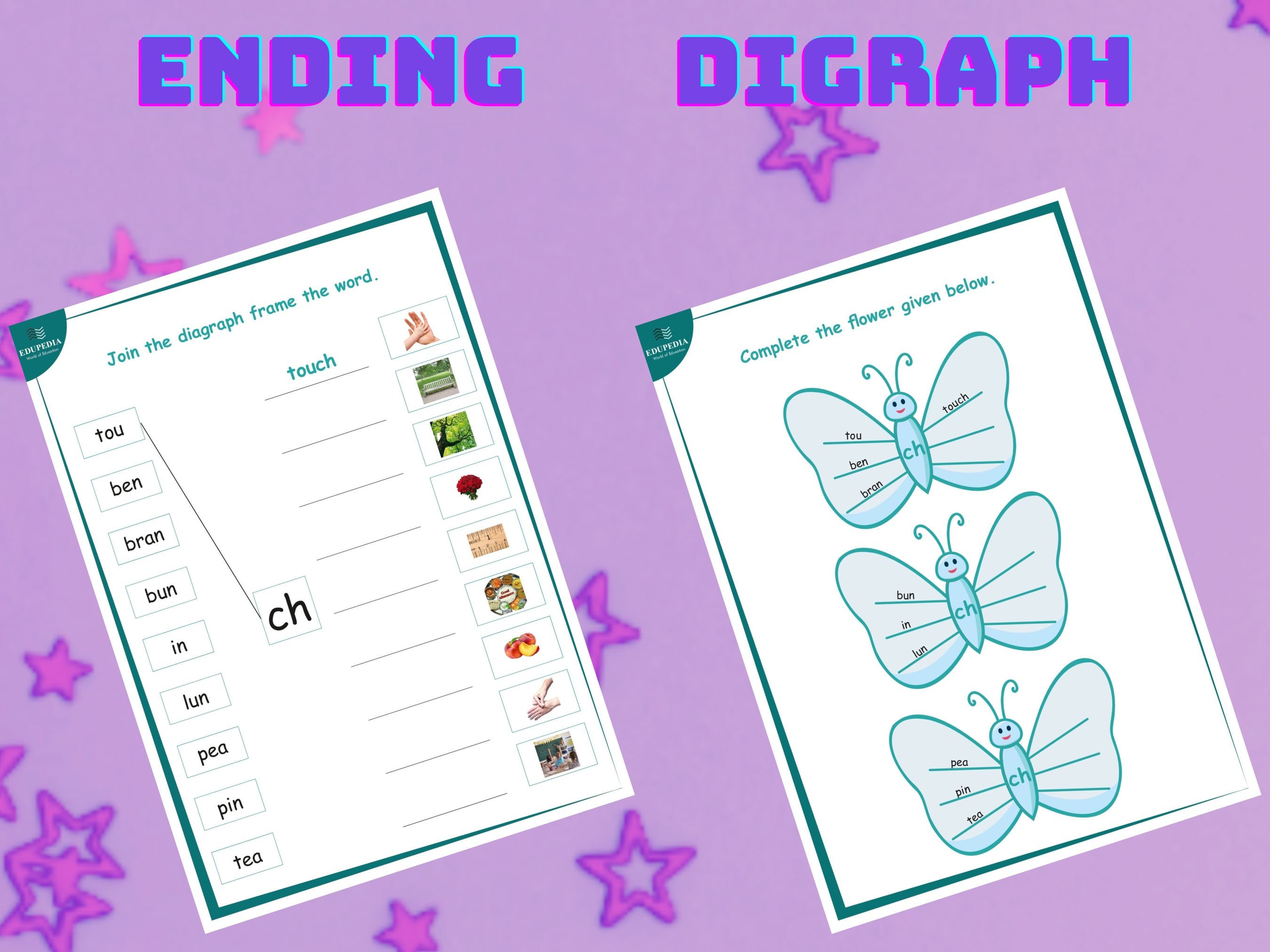 Phonics Digraph ending Family ch, Sh, & Th 54 Worksheets - Etsy