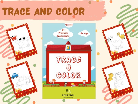 Trace & Color Book EP-1 64 Worksheets - Etsy